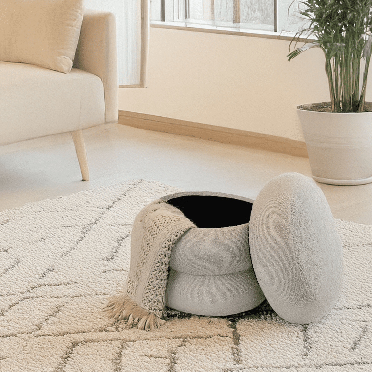 Mainstays Boucle Cloud Storage Ottoman, Cream - Walmart.com