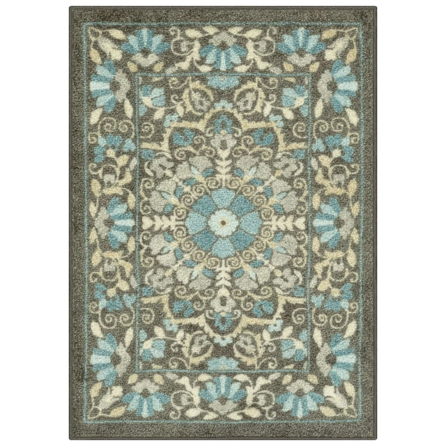 Mainstays Bright Medallion Gray Blue Indoor Accent Rug 1'8 x 2'10 ...