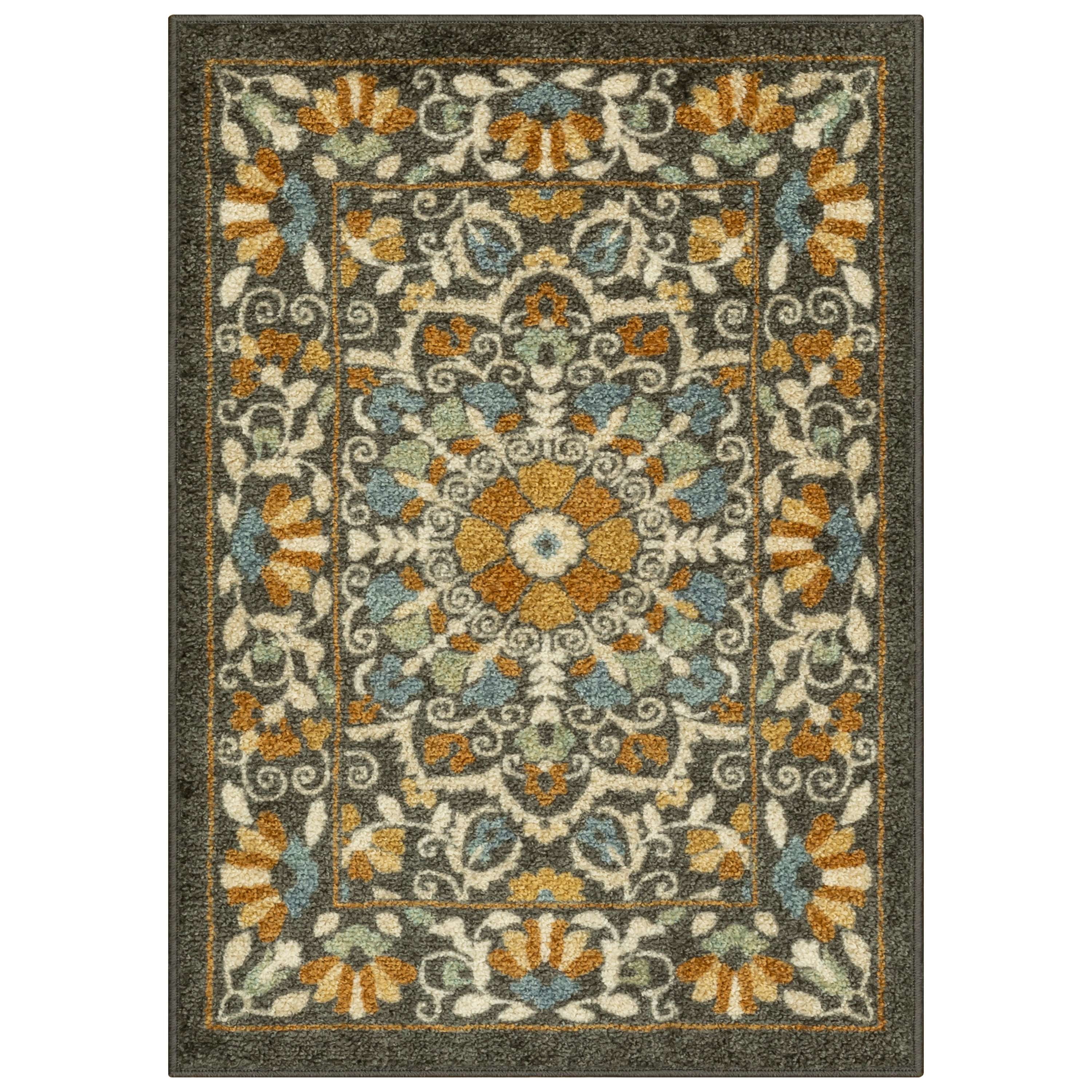 Mainstays Bright Medallion Rust Multicolor Indoor Accent Rug 1'8 x 2'10 ...