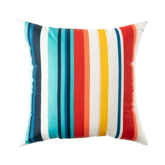 Mainstays Bright Stripes Reversible Outdoor Throw Pillow 16 Inch ...