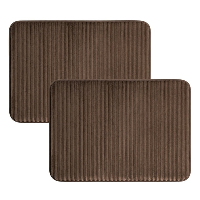 Mainstays Brown 2-Piece Performance Foam 20"x 32" Bath Rug Set ...