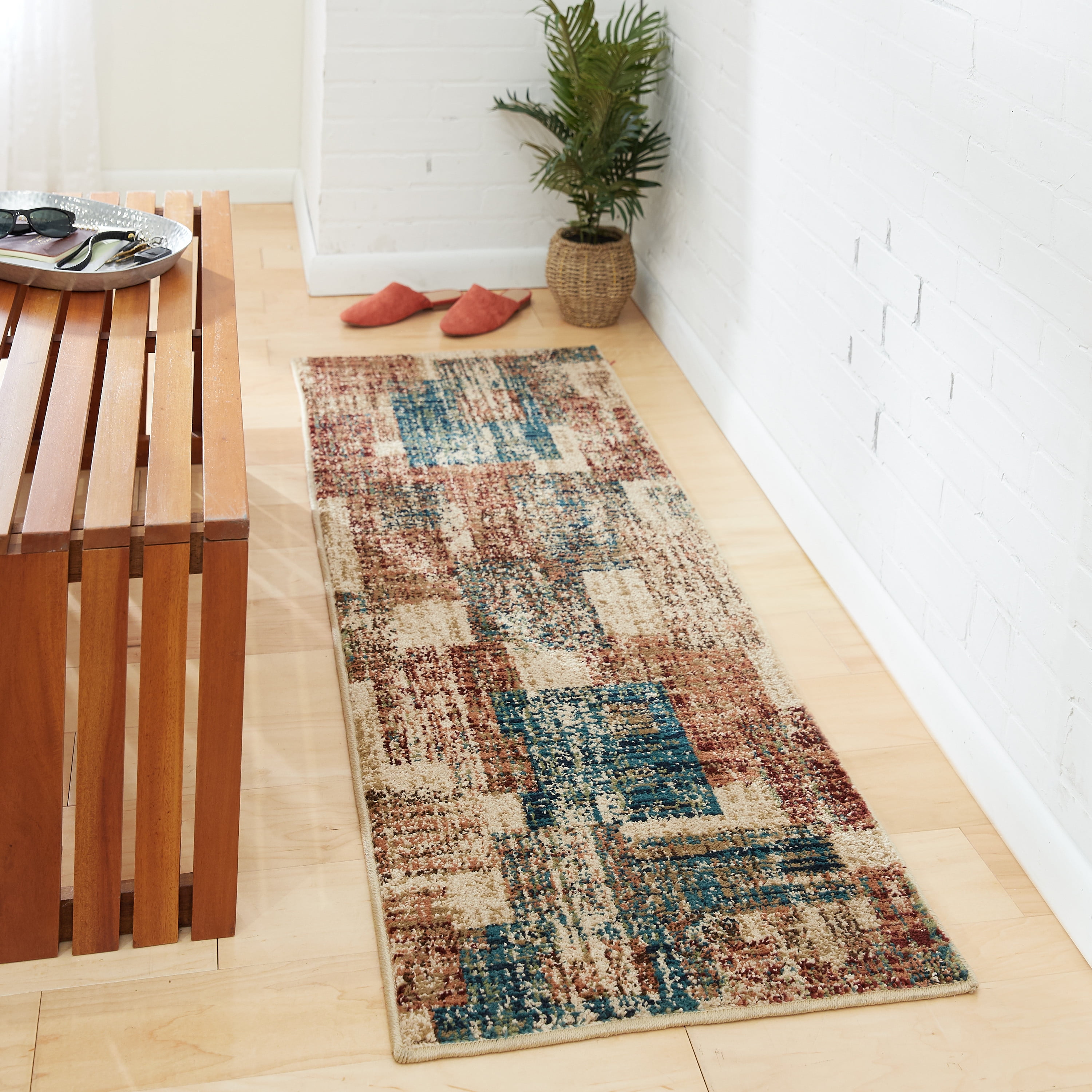 Mainstays Brown Abstract Tiles Runner - 17 x 5 - Durable - Walmart.com