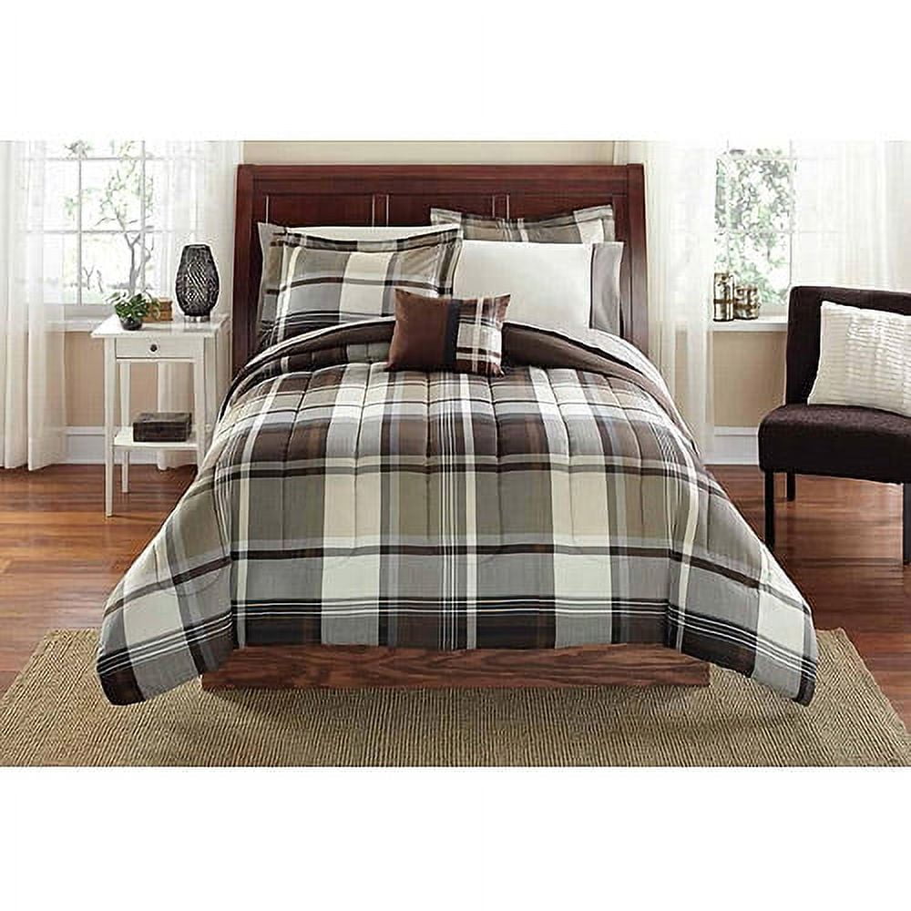 Mainstays Plaid Bed in a Bag Bedding Set - Queen Size - Walmart.com