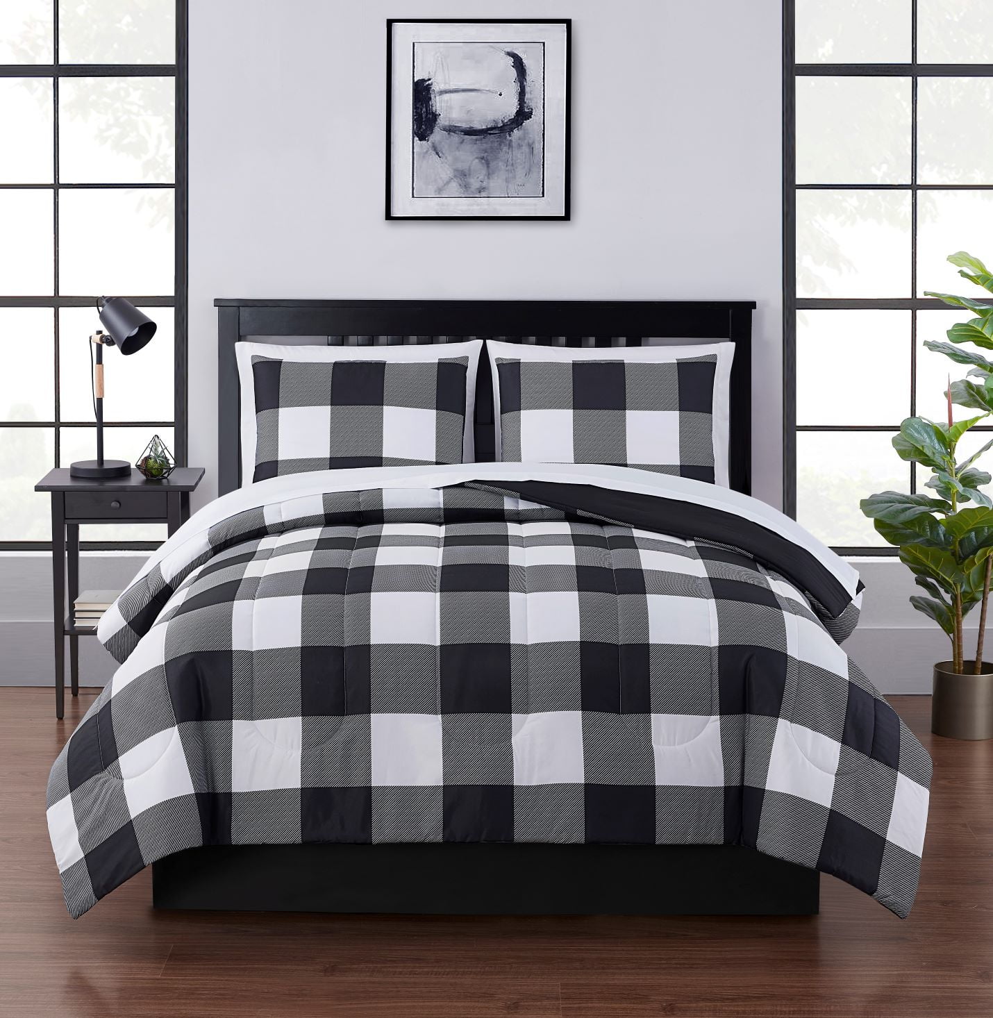 Mainstays Buffalo Check Reversible 5-Piece Bed in a Bag Comforter Set ...