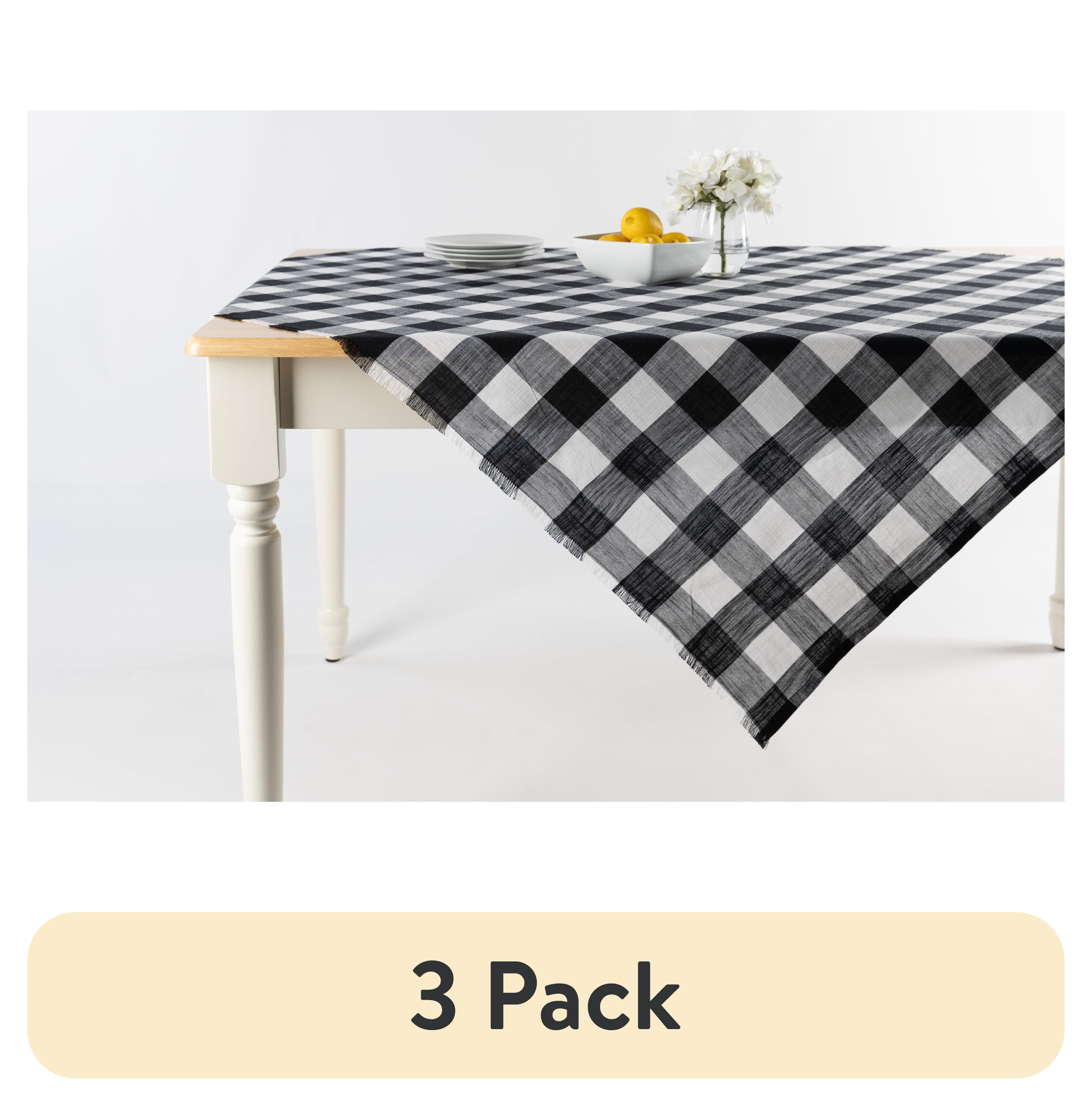 (3 pack) Mainstays Buffalo Plaid Woven Cotton Table Throw, Black and ...