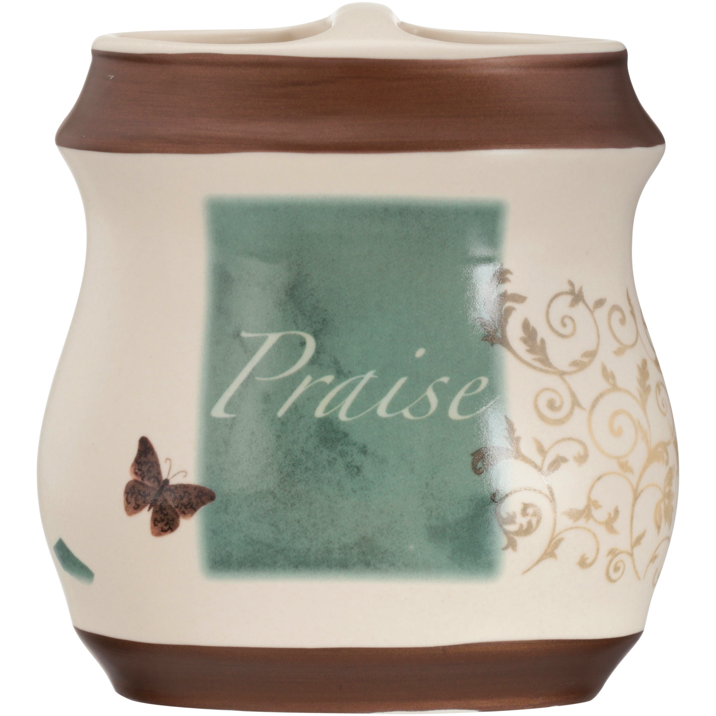 Mainstays Butterfly Blessings Ceramic Toothbrush Holder Natural ...