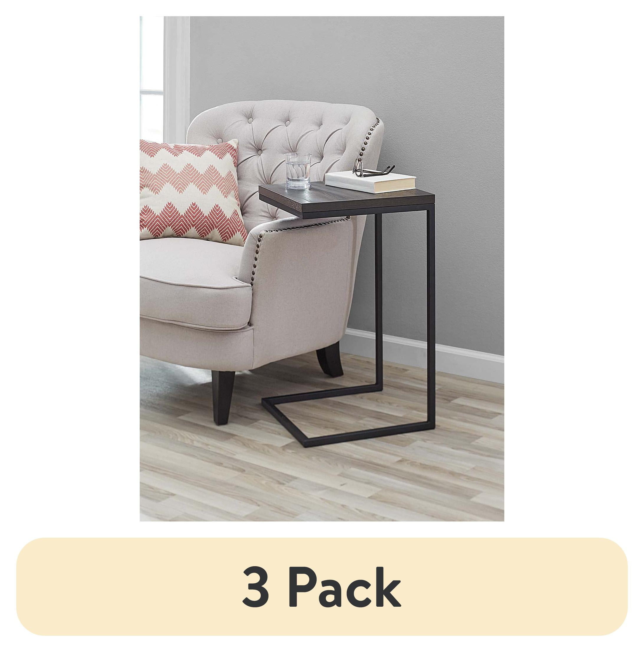 (3 pack) Mainstays C-Shape Metal End Table, Espresso/Black Finish ...