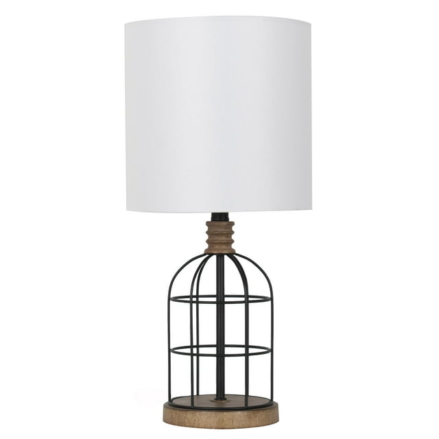 Mainstays Cage Metal and Wood Table Lamp, Black - Walmart.com