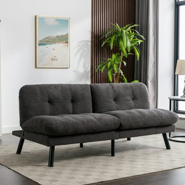 Mainstays Camden Cozy Futon, Charcoal Boucle Fabric, 72" - Walmart ...