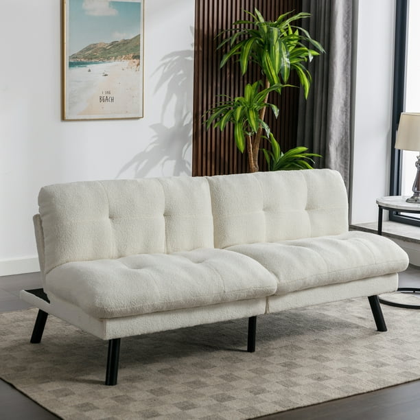 Mainstays Camden Cozy Futon, Cream Boucle Fabric, 72" - Walmart ...