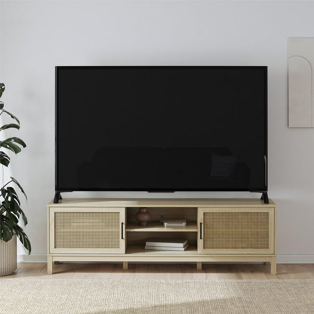 Mainstays Cane TV Stand for TVs up to 85", Spring Pine - Walmart.com