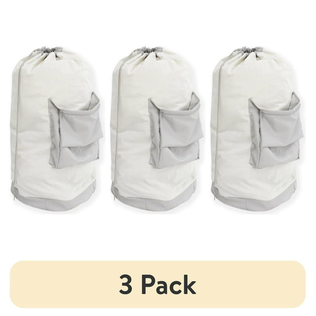 (3 pack) Mainstays Laundry Canvas Bag with Drawstring Closure, 24" x 36 ...