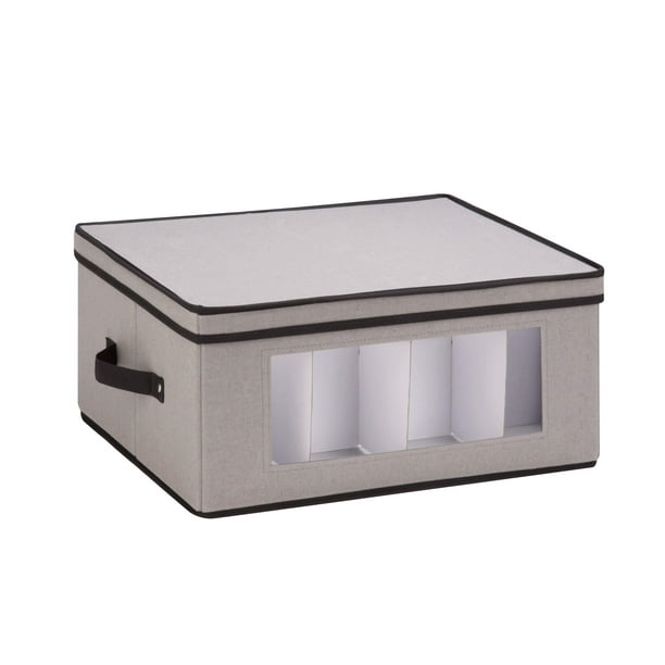 Mainstays Canvas Stemware 12-Compartment Storage Box with Removeable ...