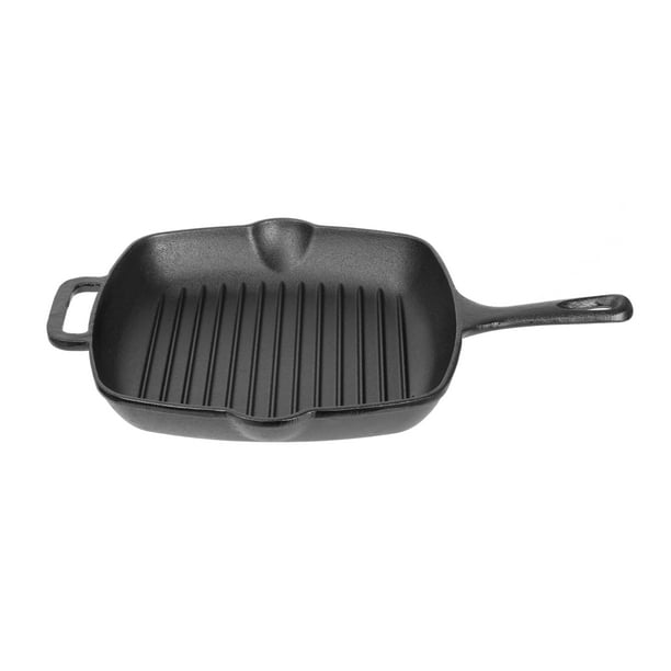 Mainstays Cast Iron Square Grill Pan 10" Pre-Seasoned, 1 Piece, Black ...