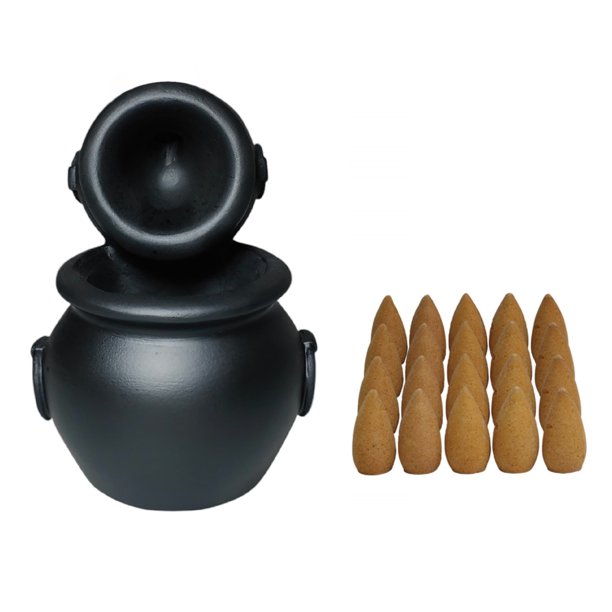 Mainstays Black Cauldron Incense Backflow Cone Holder with Dragon’s ...