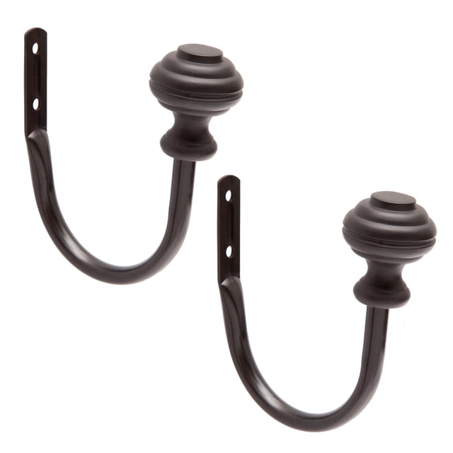 Mainstays Cedric Knob End Decorative Curtain Holdback Set, Black, Set ...