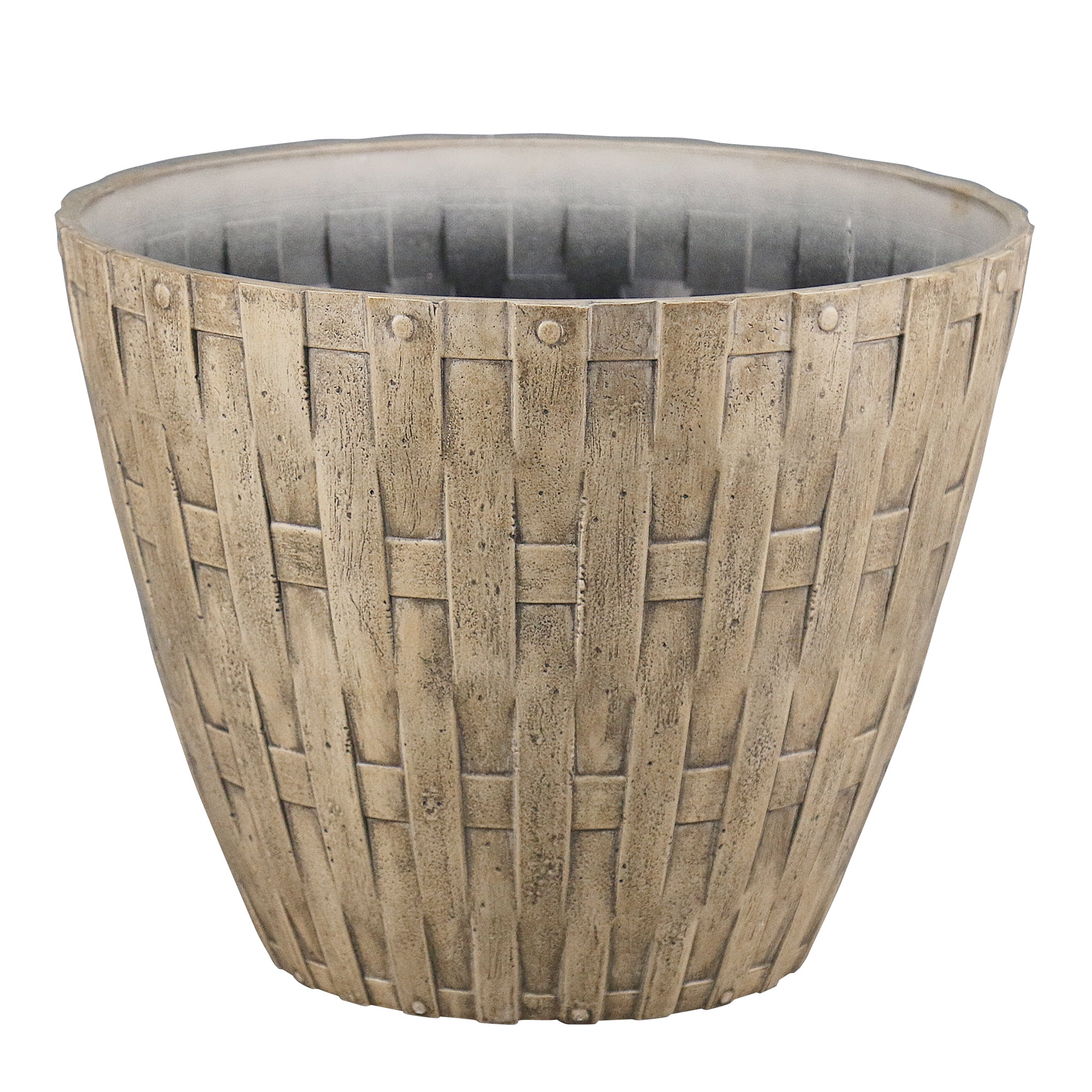 Mainstays Celeron Blonde Wood Color Resin Planter, 13.9in x 13.9in x 10 ...