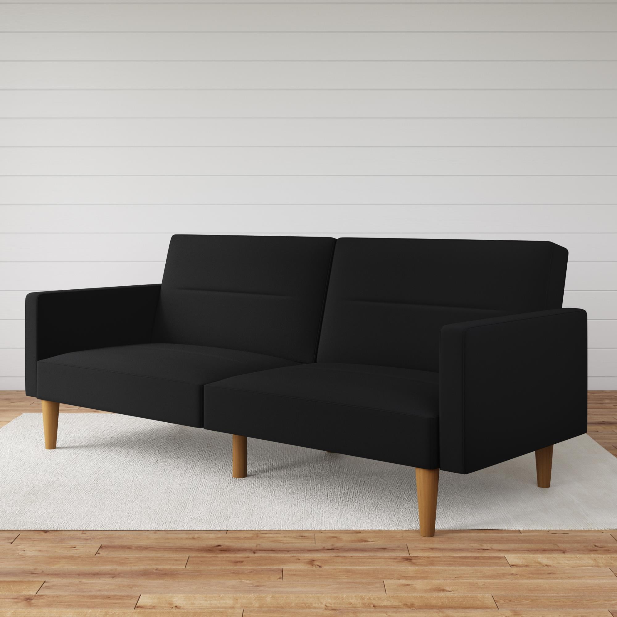 Mainstays Channel Tufted Futon, Black Linen - Walmart.com