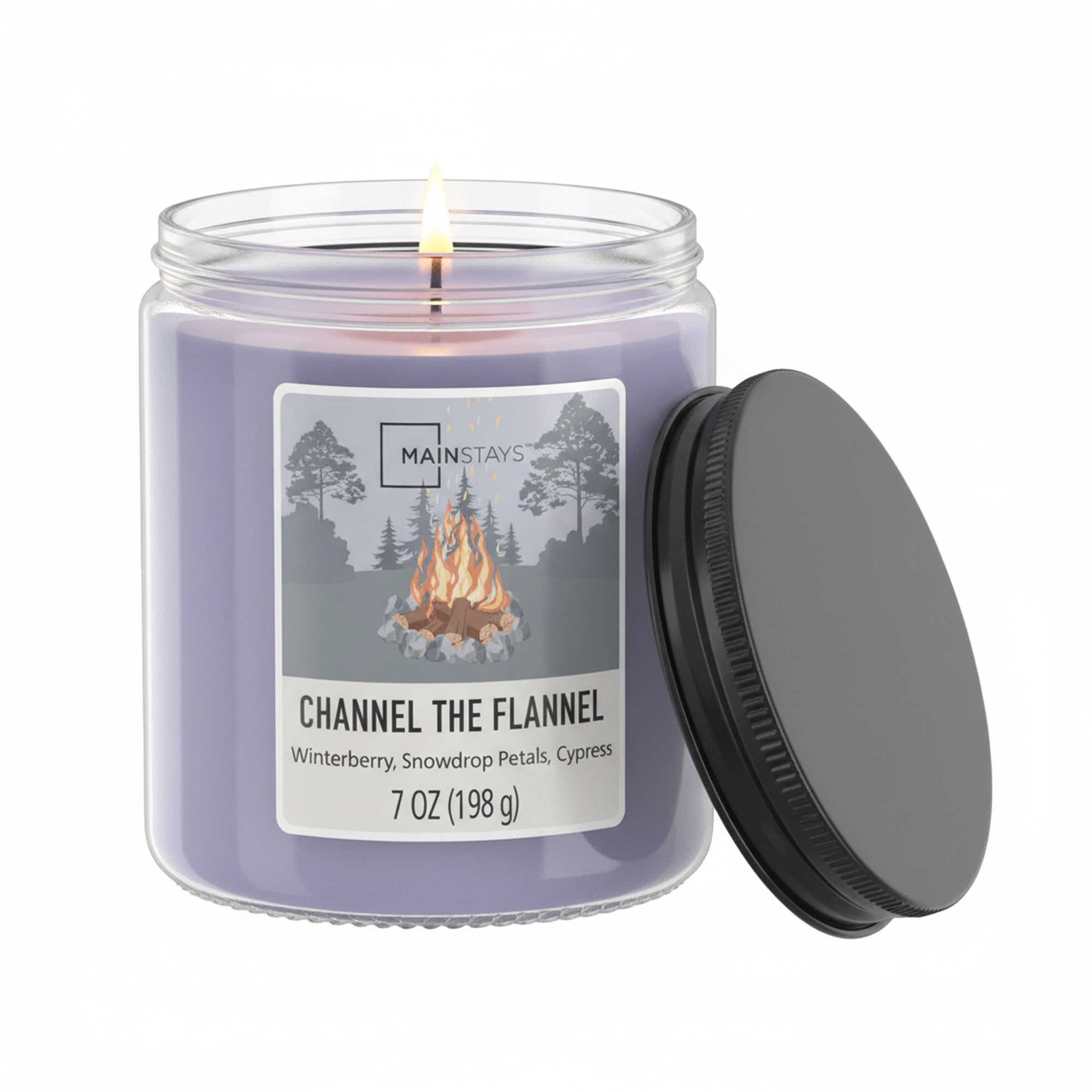 Mainstays Channel the Flannel Scented Glass Jar Candle 7 oz with Twist ...
