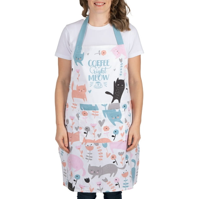 Mainstays Chef Kitchen Apron, 28" x 32" Cat Cotton Bib Apron with ...