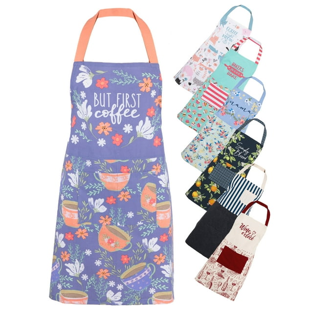 Mainstays Chef Kitchen Apron, 28" x 32" Coffee Cotton Bib Apron with ...