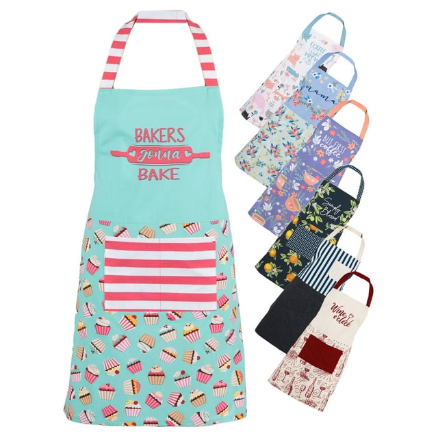 Mainstays Chef Kitchen Apron, 28" x 32" Cupcake Cotton Bib Apron with ...