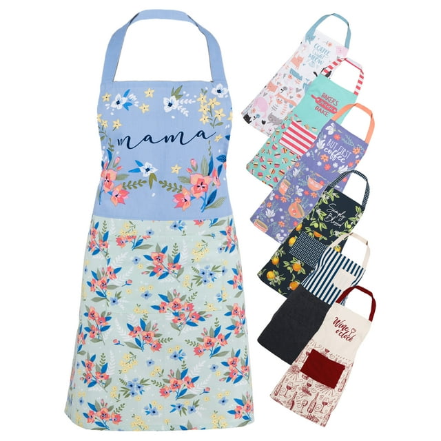 Mainstays Chef Kitchen Apron, 28" x 32" Floral Cotton Bib Apron with ...