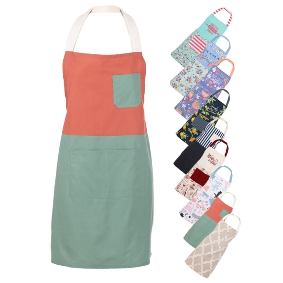 Mainstays Chef Kitchen Apron 28x32 Durable Cotton Bib with Pockets Red ...