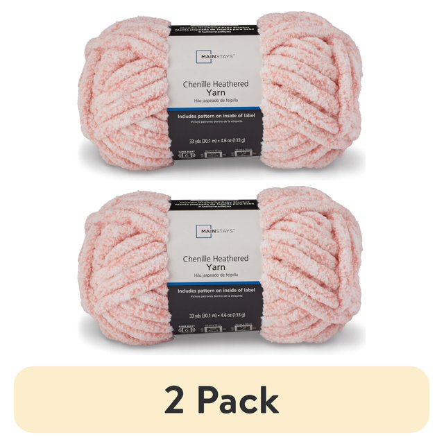 (2 pack) Mainstays Chenille Heathered Yarn, 33 Yds, Pink, 100% ...