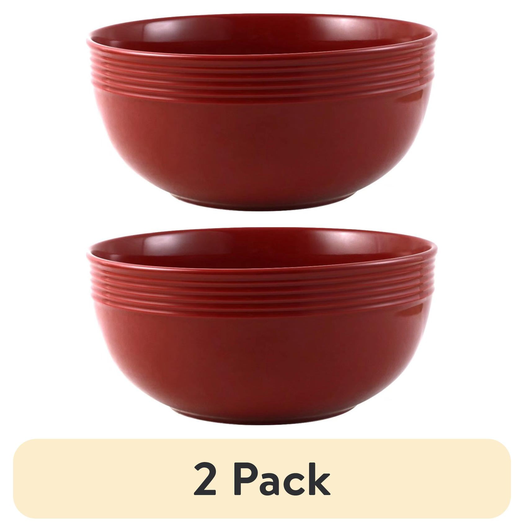 (2 pack) Mainstays Chiara Stoneware Round 9" Red Serve Bowl - Walmart.com