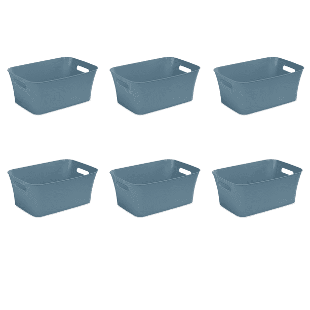 Mainstays Children Plastic Storage Bins, Blue, 6 Count - Walmart ...