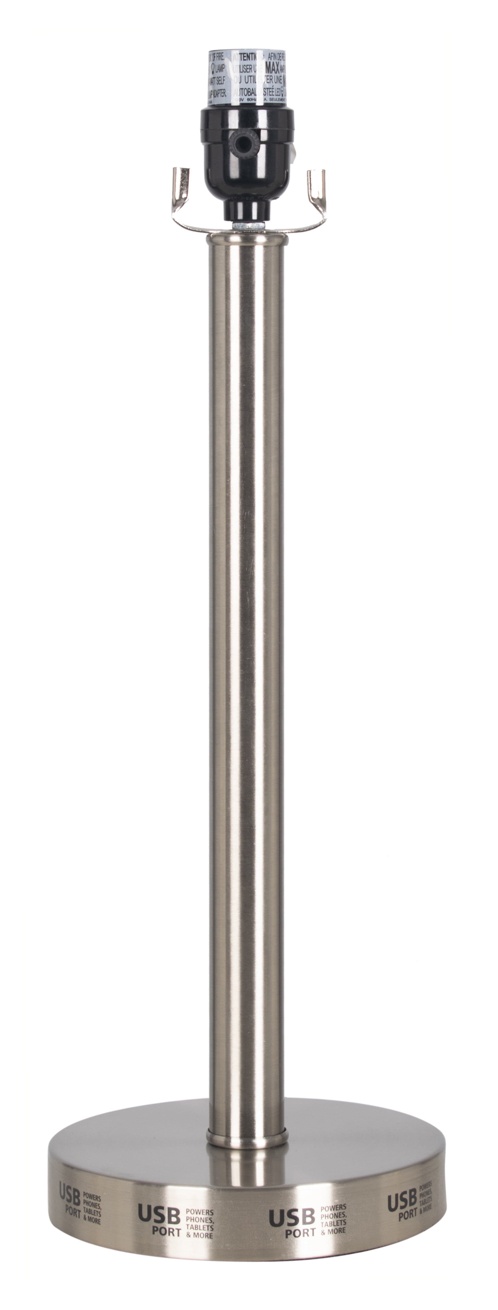 Mainstays Chrome USB Column Table Lamp - Modern Metal Base - Walmart.com