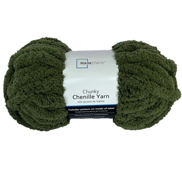 Mainstays Chunky Chenille Yarn, 31.7 yd, Olive, 100% Polyester, Super Bulky - Walmart.com