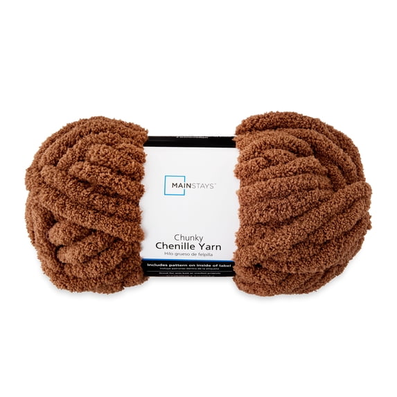 Mainstays Chunky Chenille Yarn, 31.7 yd, Toffee, 100% Polyester, Super ...