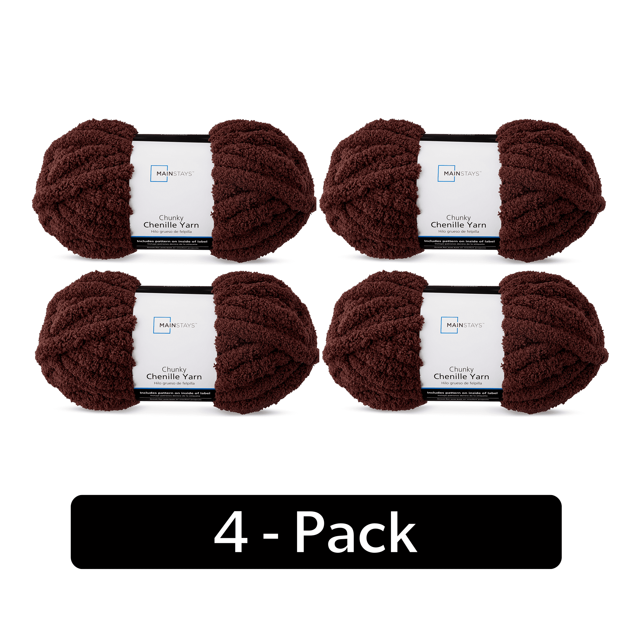 Mainstays Super Bulky Chunky Chenille Yarn Pack, 31.7 yd, Warm ...