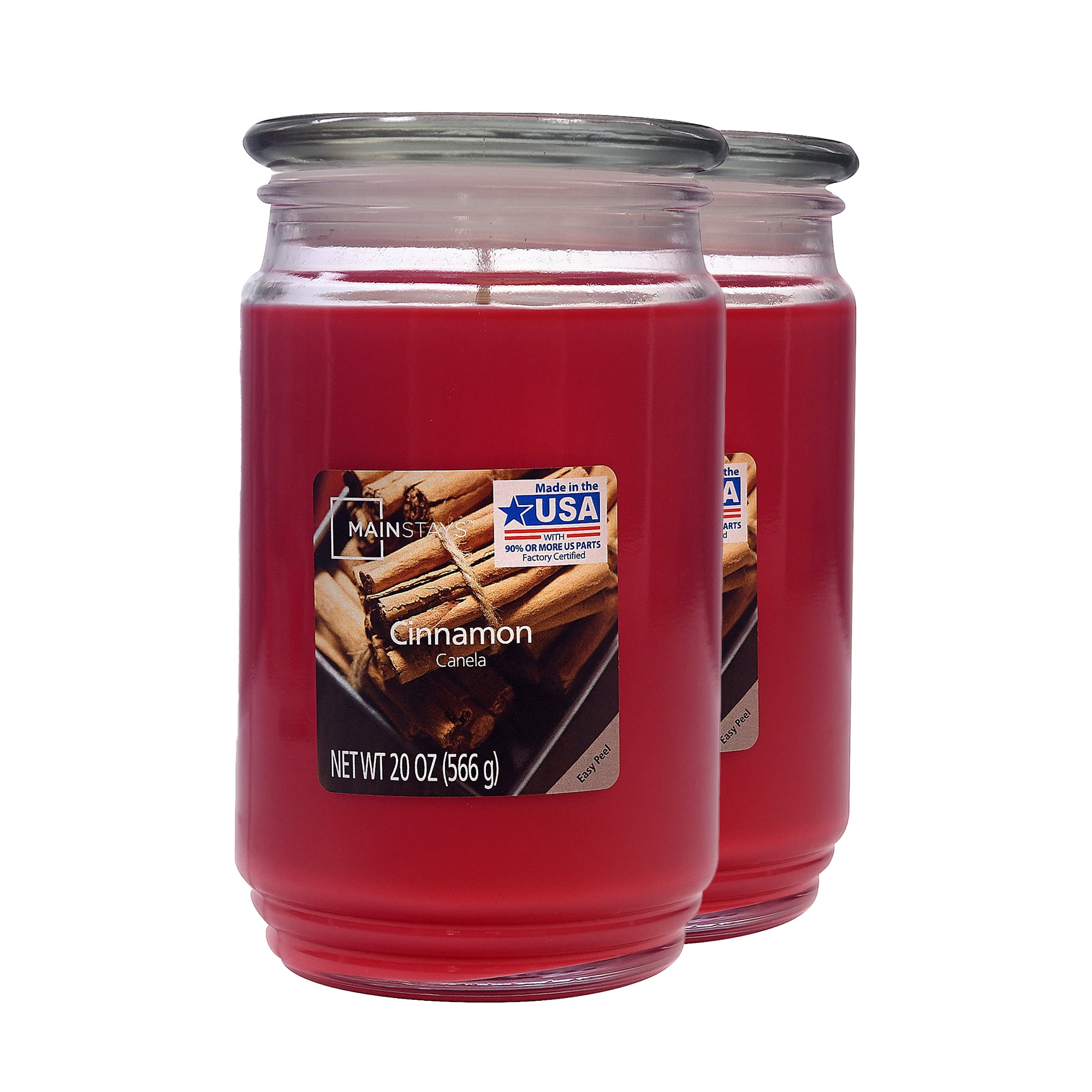 Mainstays Cinnamon Scented Single Wick Glass Jar Candle, 20 oz., 2-Pack ...