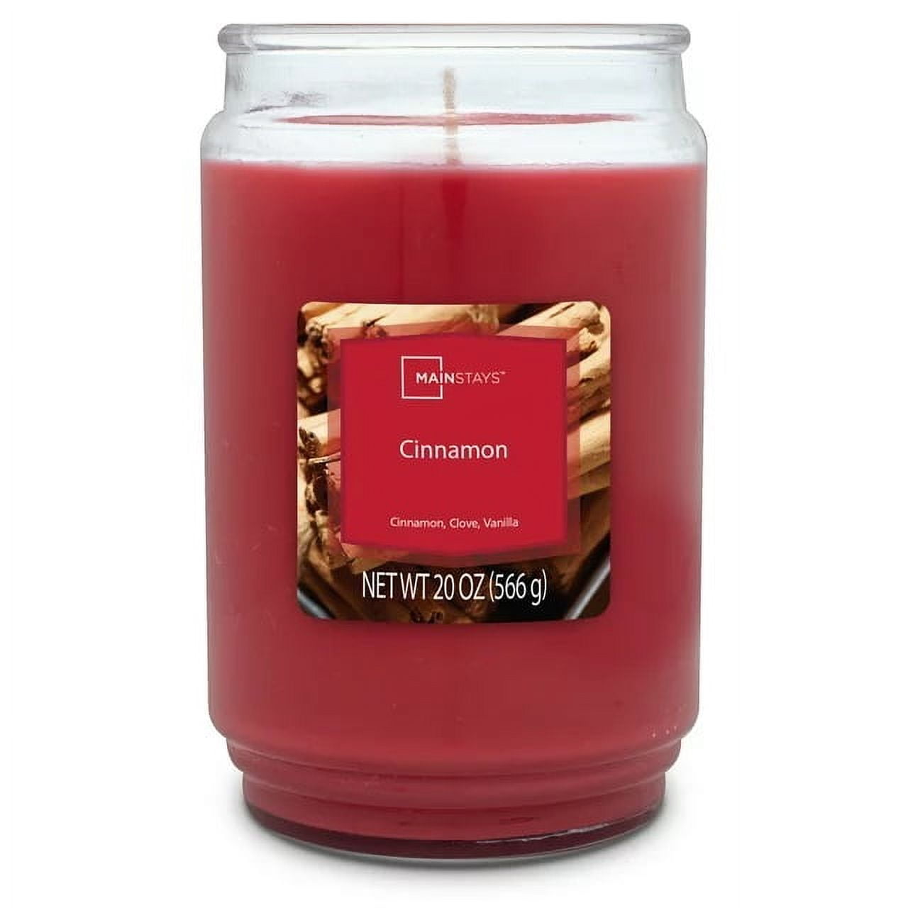 Mainstays Cinnamon Scented Single-Wick Large Glass Jar Candle, 20 oz ...