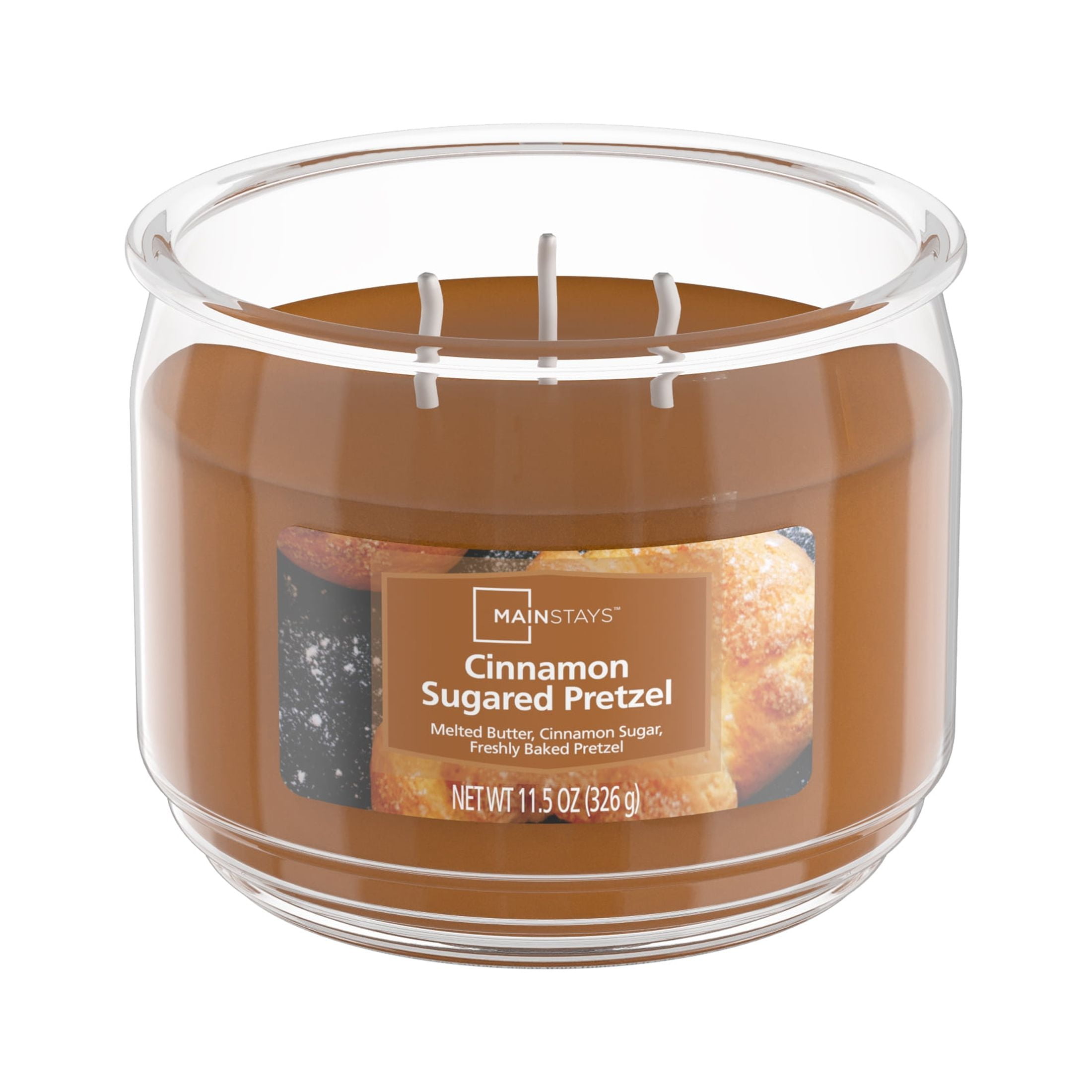 Mainstays Cinnamon Sugared Pretzel Scented 3-Wick Glass Jar Candle, 11. ...