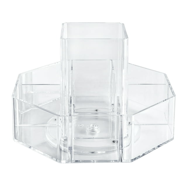 Mainstays Circular Multi Compartment Plastic Rotating Organizer, Clear ...