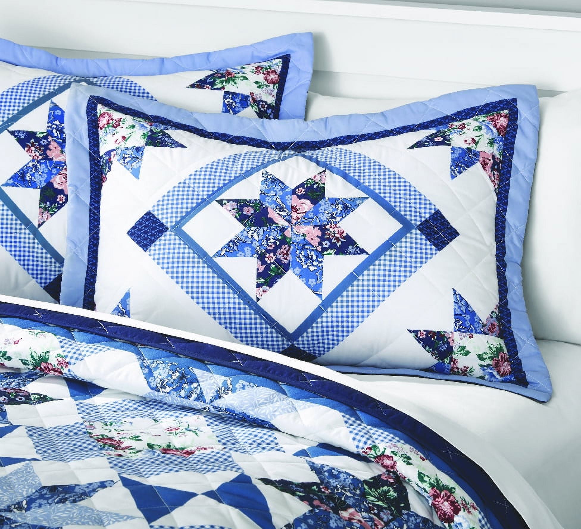 Mainstays Classic Claires Rose Patterned Quilt Collection, King Sham ...