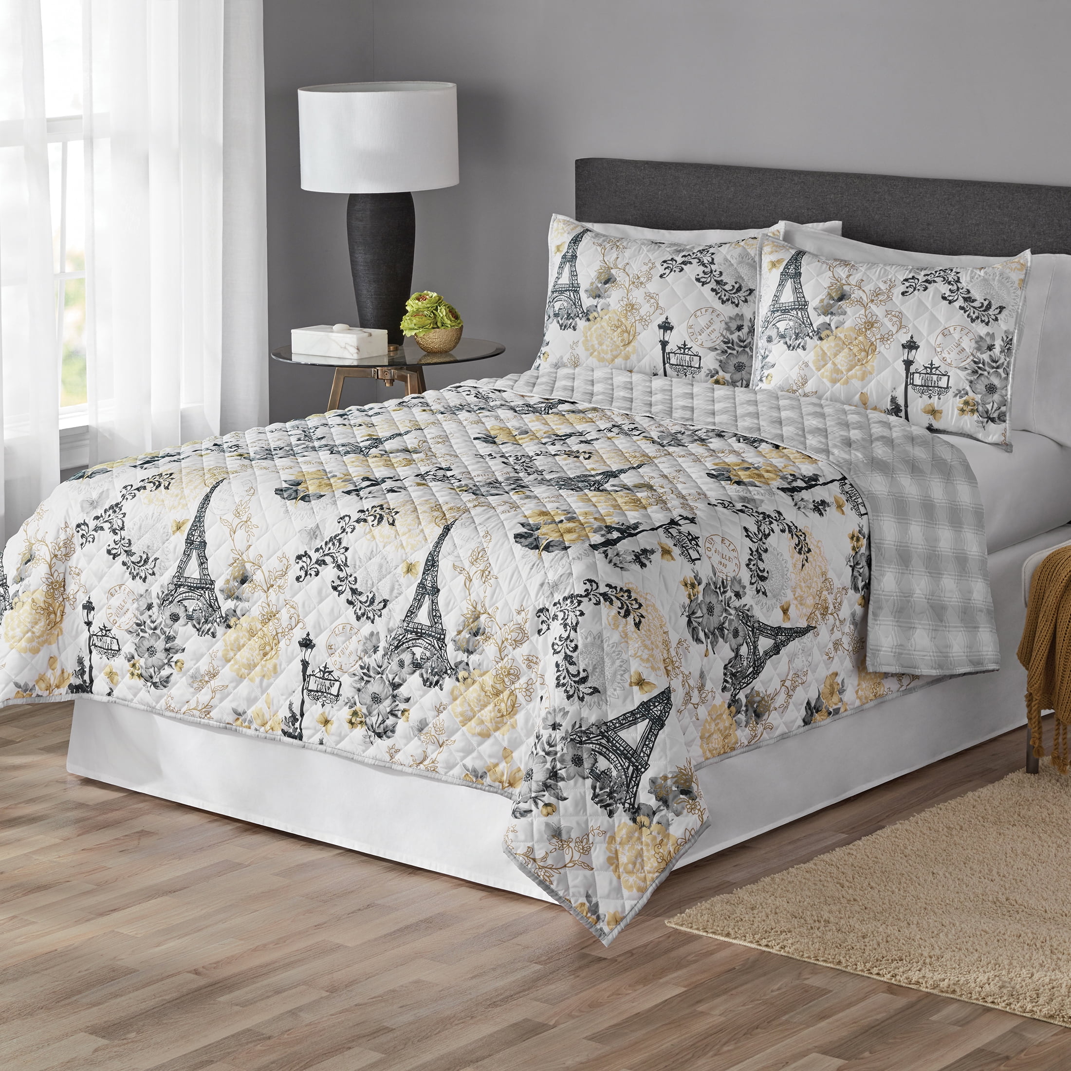 Mainstays Paris Quilt - Reversible Full/Queen Size - Walmart.com