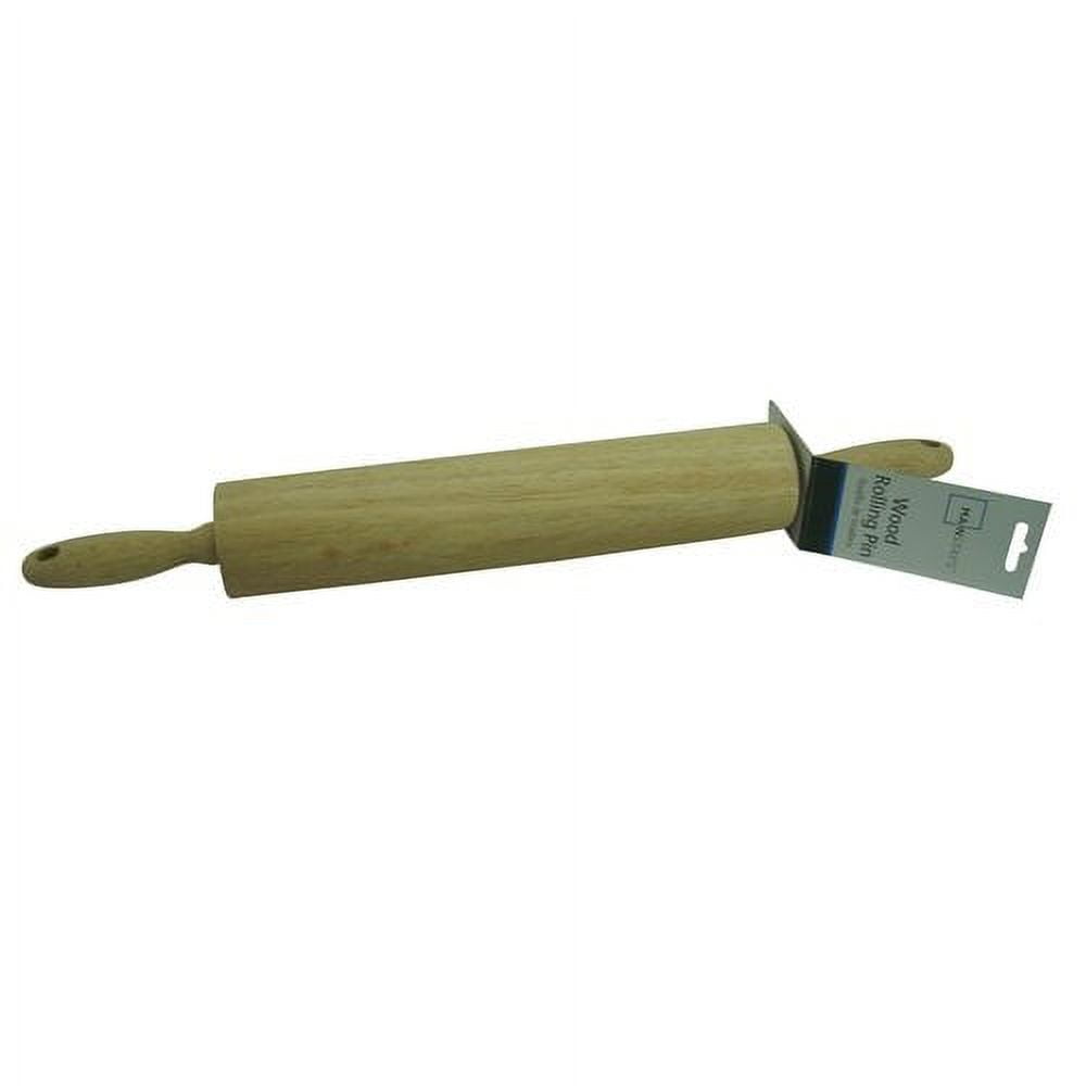 Mainstays Wooden Rolling Pin with Curved Handles for Baking, Rubber ...