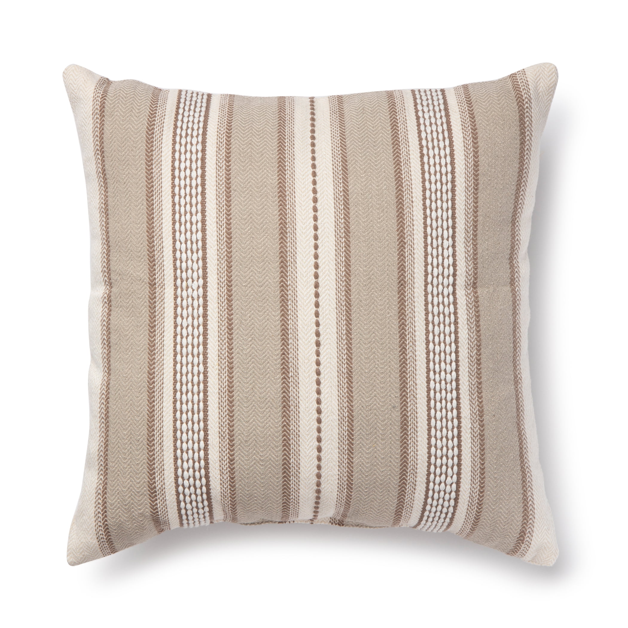 Mainstays Classic Woven Stripe Decorative Square Pillow, 18x18, Tan ...