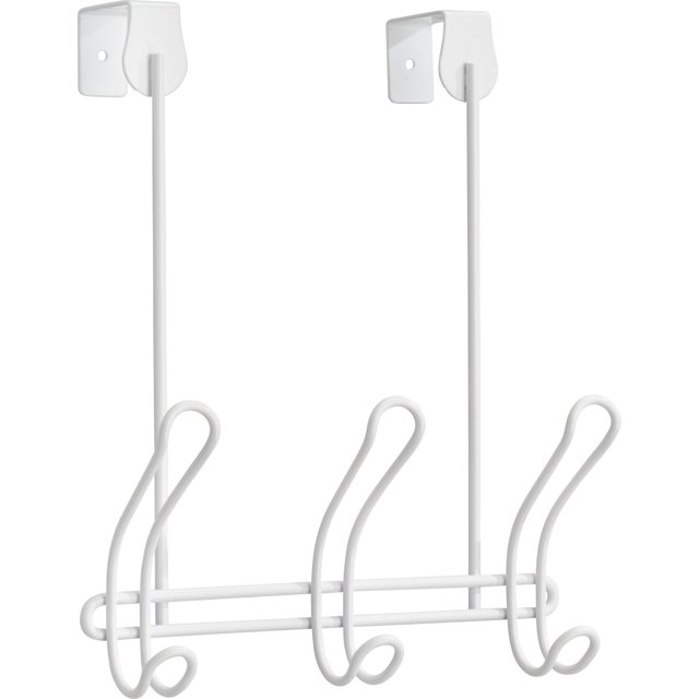 Mainstays Classico Over-The-Door Rack with three Hooks, Arctic White ...