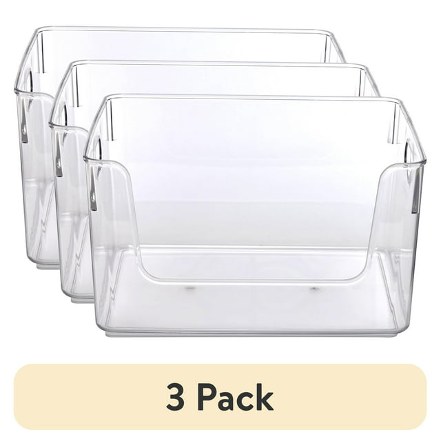 (3 pack) Mainstays Clear Glossy Plastic Open Front Organizer Bin ...