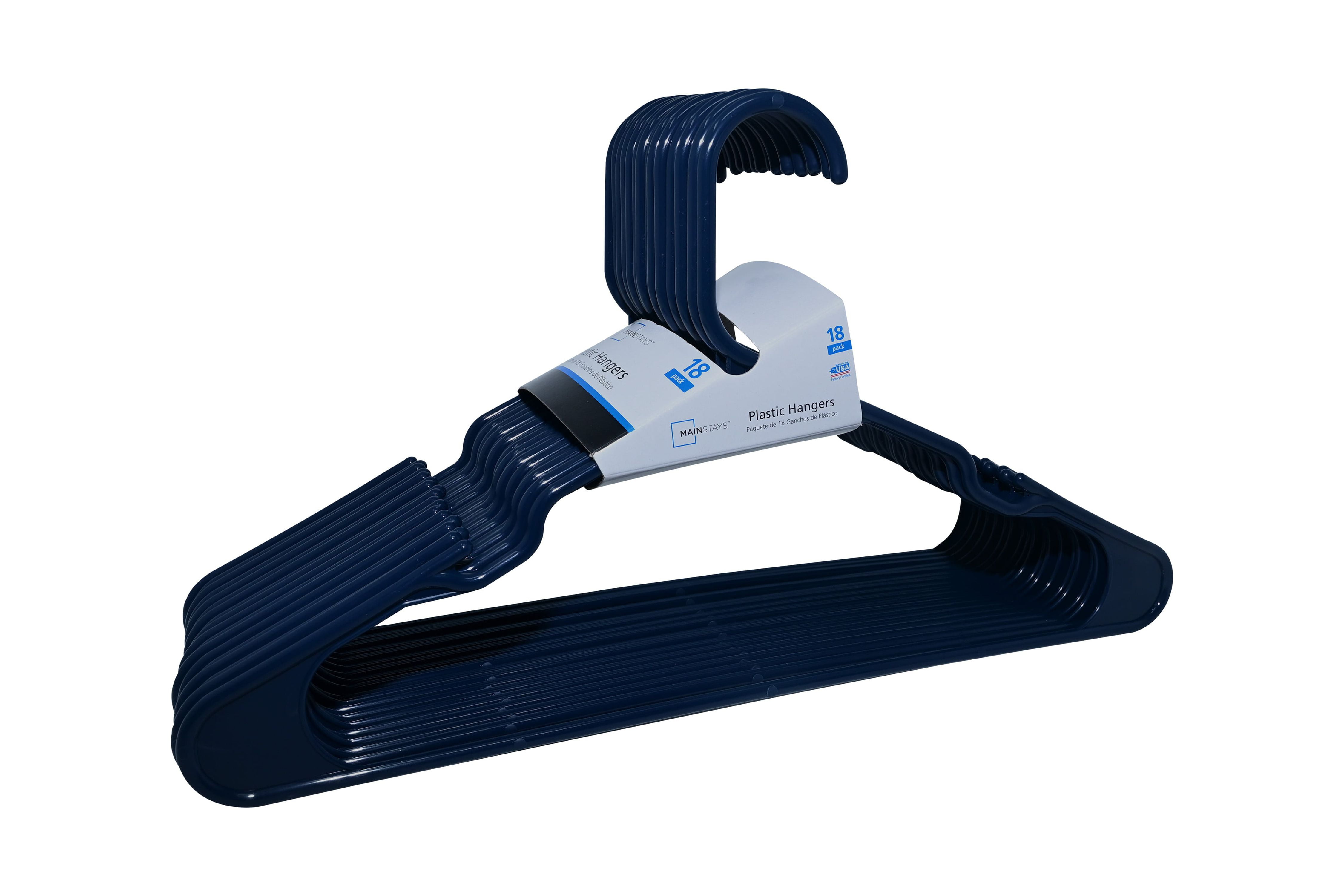 Mainstays Clothing Hangers, 18 Pack, Navy Blue, Durable Plastic ...