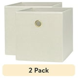 (2 pack) Mainstays Collapsible Fabric Cube Storage Bin, Beige Boucle ...