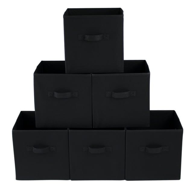 Mainstays Collapsible Cube Fabric Storage Bins (10.5" x 10.5"), 6 Pack ...