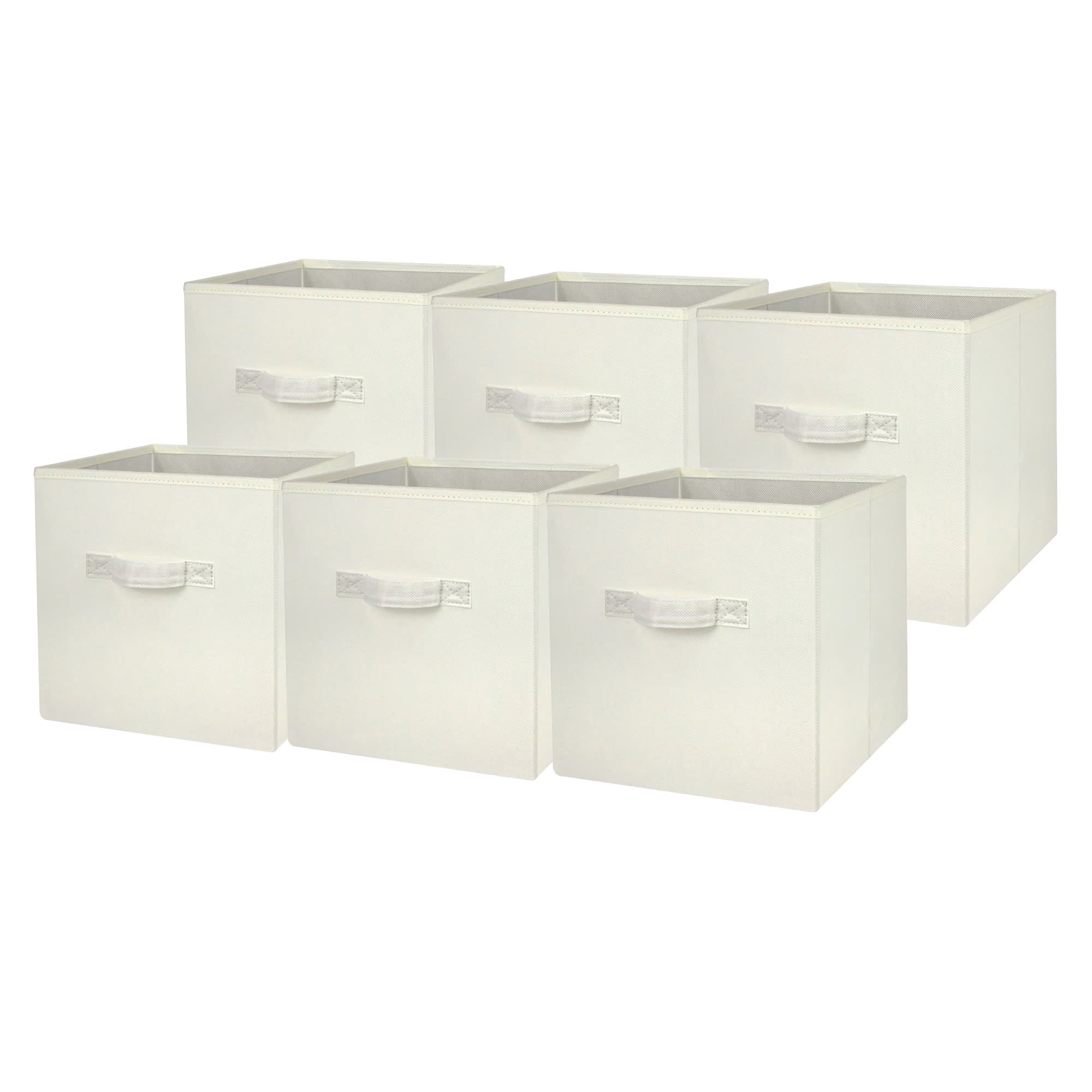Mainstays Collapsible Cube Fabric Storage Bins (10.5" x 10.5"), Vanilla ...