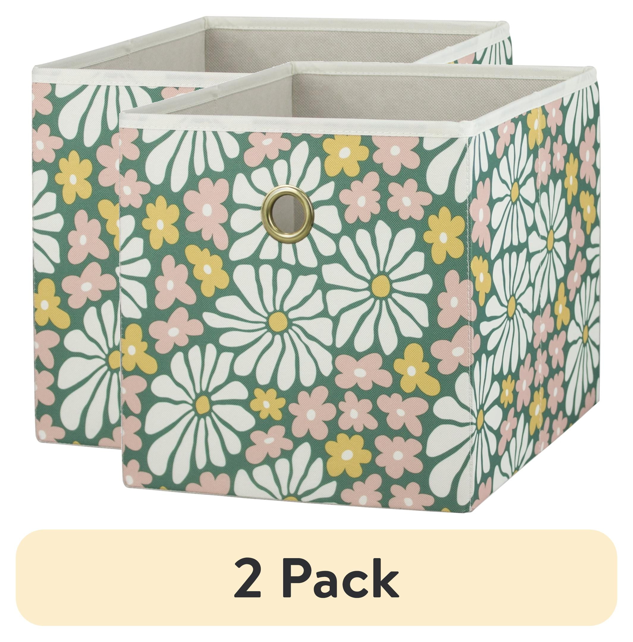 (2 pack) Mainstays Collapsible Fabric Cube Storage Bin, Groovy Floral ...